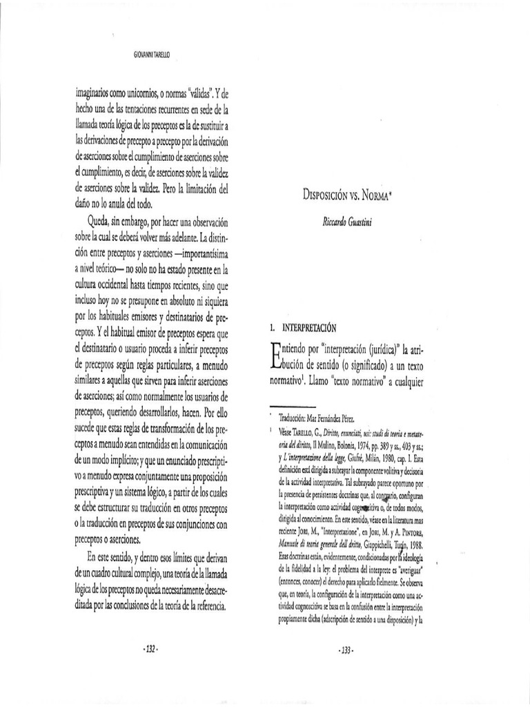 Disposición y Norma Ricardo Guastini | PDF