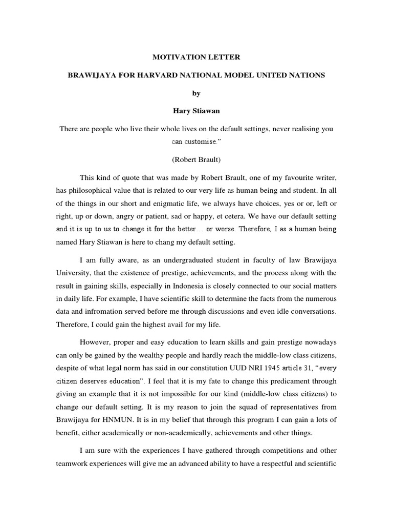 Motivation Letter English | PDF | Motivation | Motivational