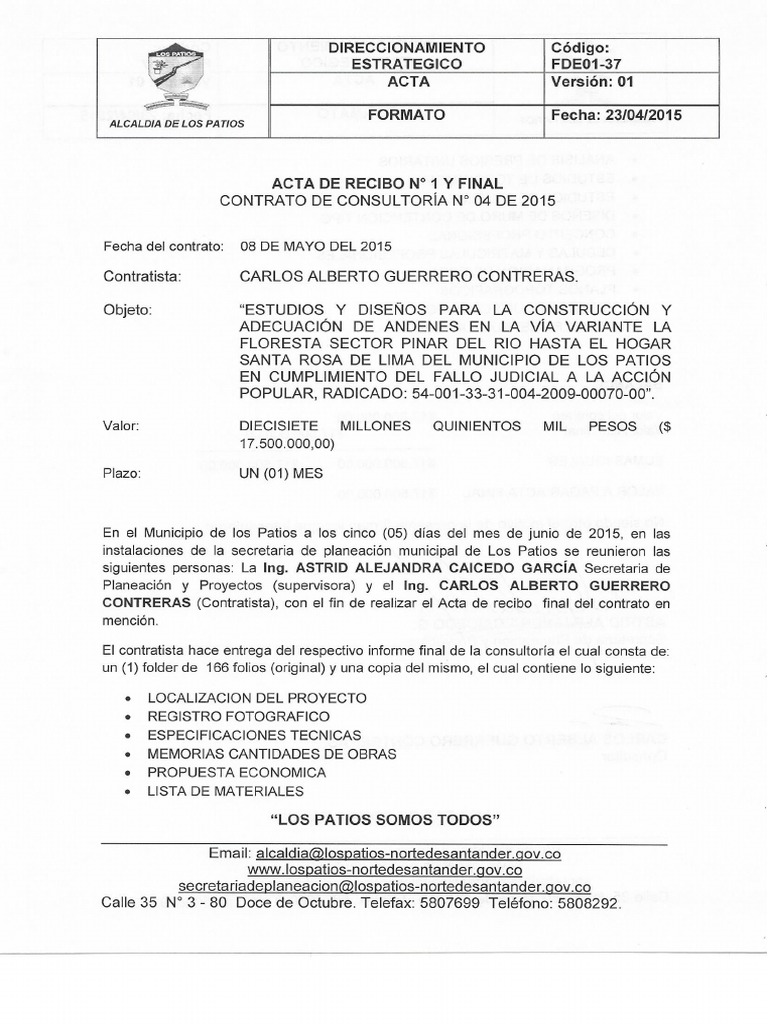 Acta de Recibo Final Fallo | PDF