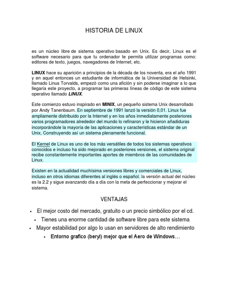 Historia de Linux | PDF | Unix | Sistema operativo