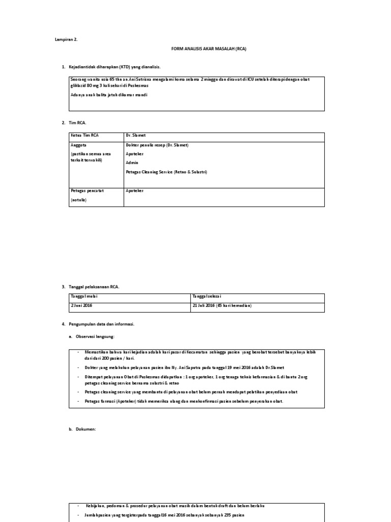 1.contoh Form Rca (Tugas) | PDF | Kesehatan Holistik