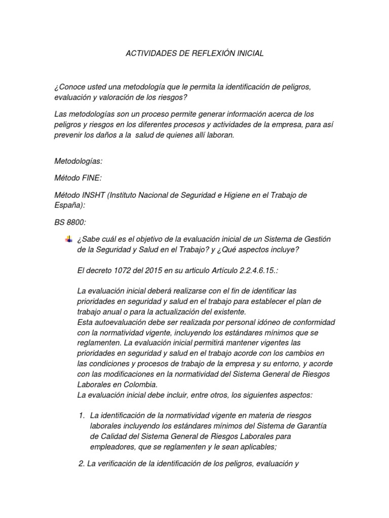 Actividad de Reflexión Inicial | PDF | Evaluación | Planificación