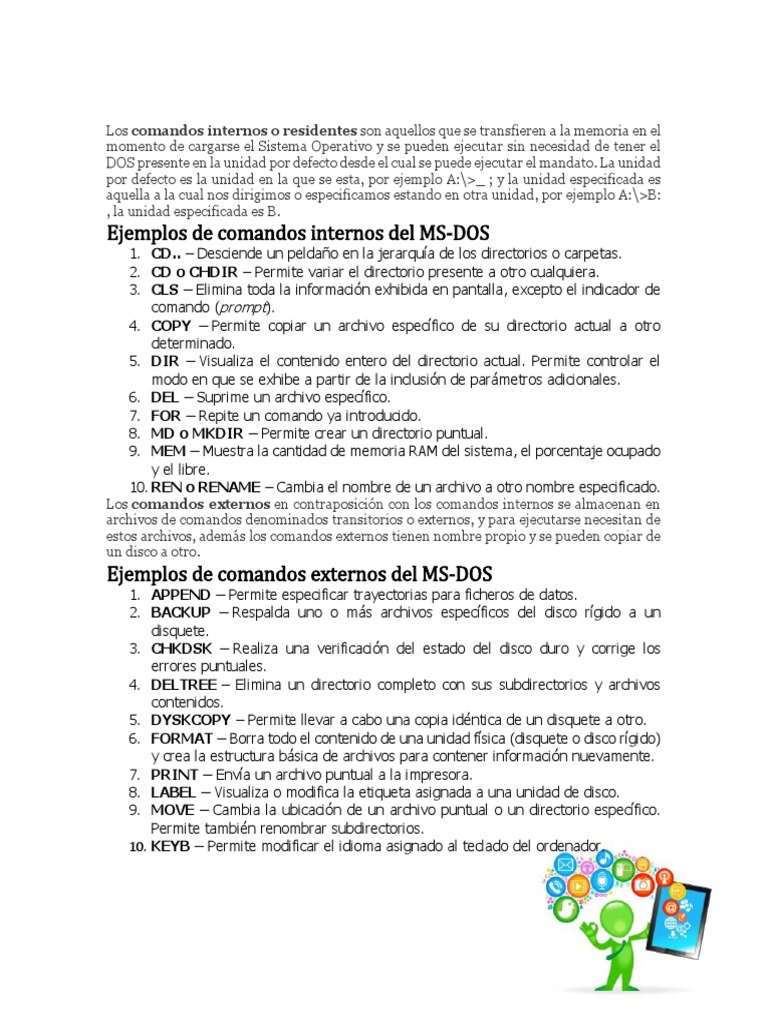 Comandos Internos y Externos en MS-DOS | PDF | Archivo de computadora ...