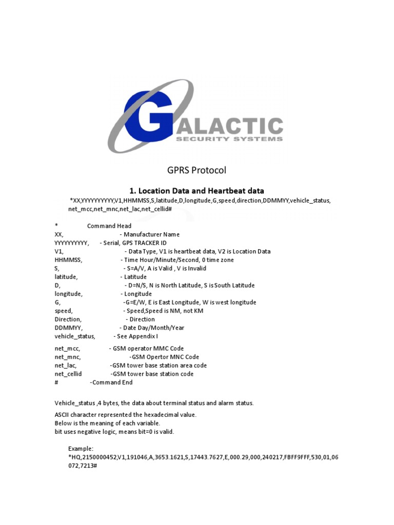 GPRS Protocol Equipo Galactic | PDF | Byte | Digital Technology