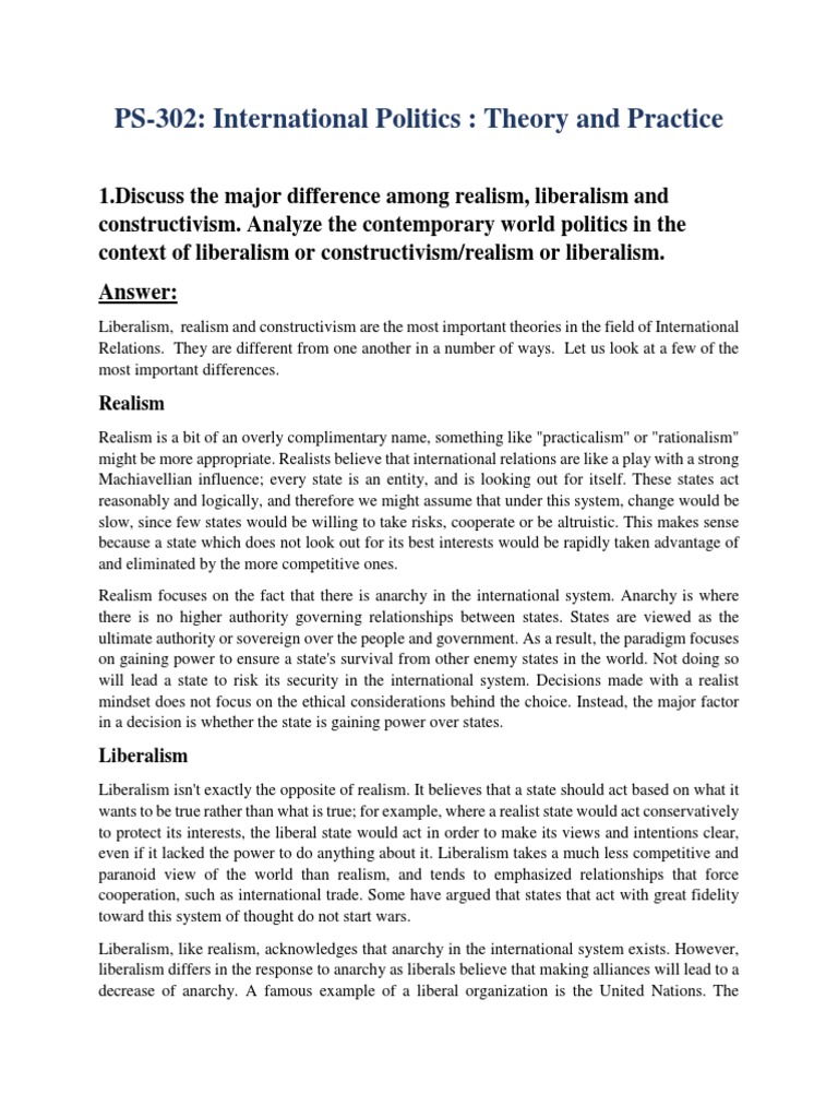 PS-302: International Politics: Theory and Practice | PDF ...
