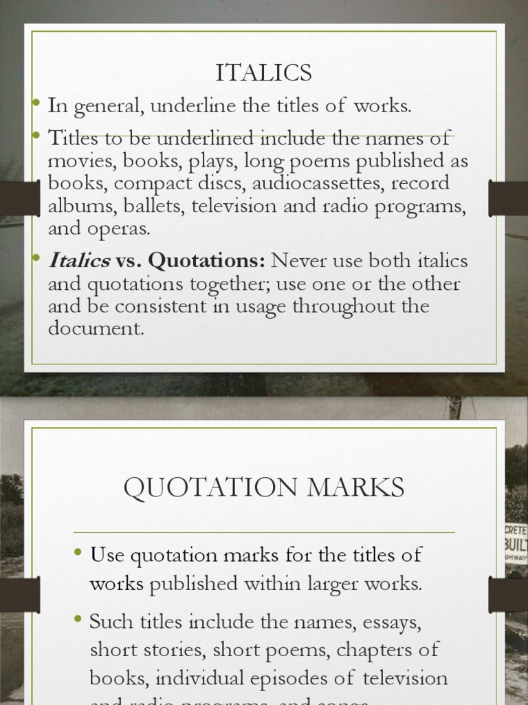 Italics Lesson | PDF