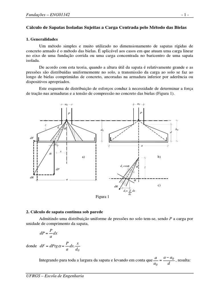 Aula 25 - Projeto Estrutural de Sapatas (Rigida) - Metodo Das Bielas | Download grátis PDF ...