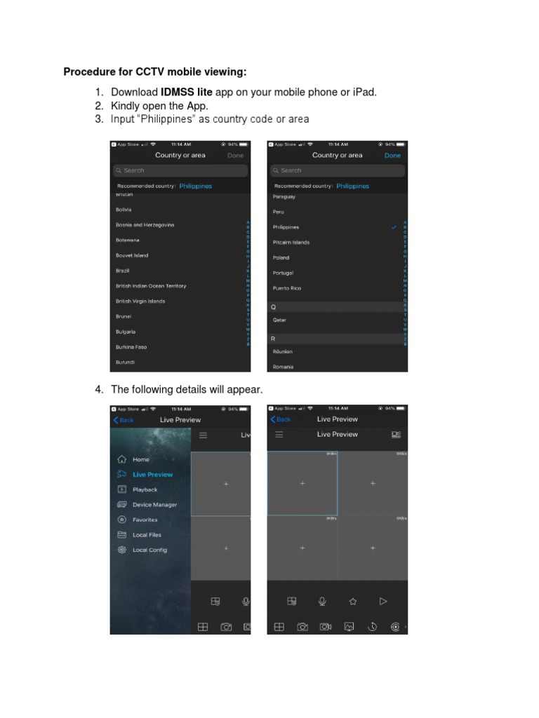 Idmss Lite App On Your Mobile Phone or Ipad. 2. Kindly Open The App. 3 ...
