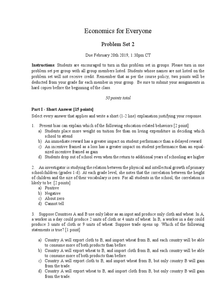 Economics For Everyone: Problem Set 2 | PDF | Supply And Demand ...