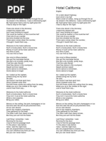 Hotel California: Letra en Inglés y Español | PDF | Songs Written ...