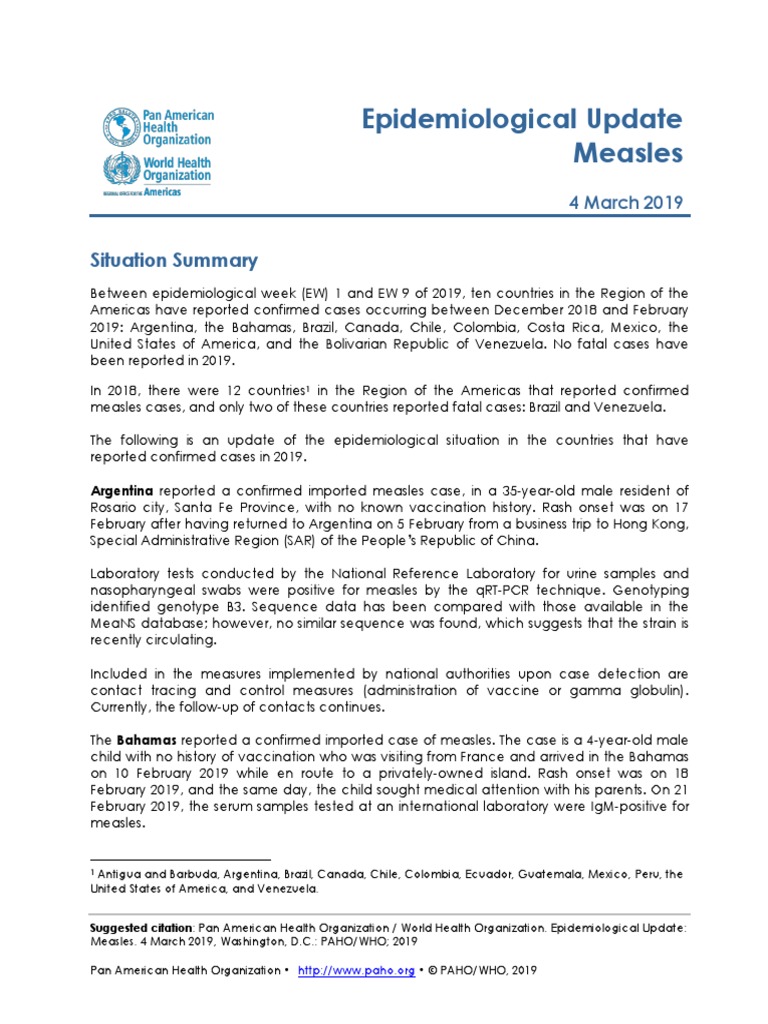 2019 March 4 Phe Epi Update Measles | PDF | Measles | Pan American ...