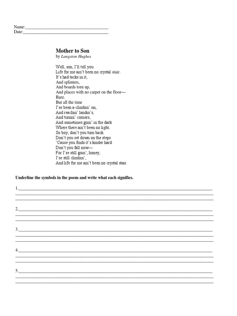 Symbolism Worksheet | PDF | Stairs