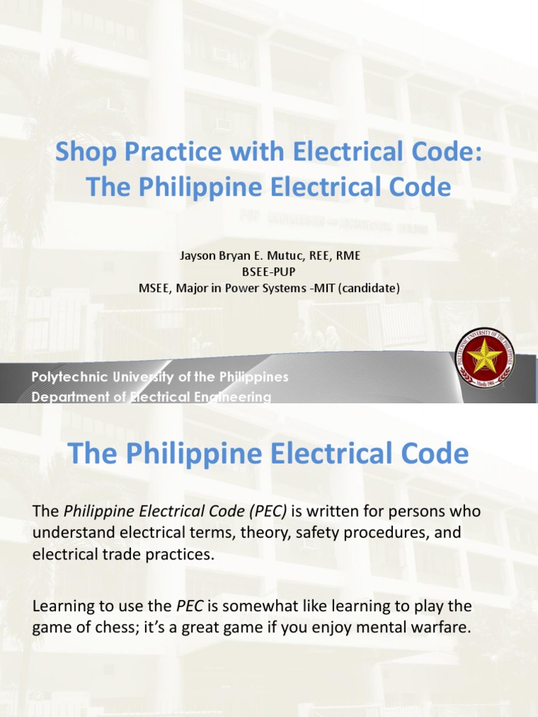Philippine Electrical Code Overview | PDF | Electrical Wiring ...