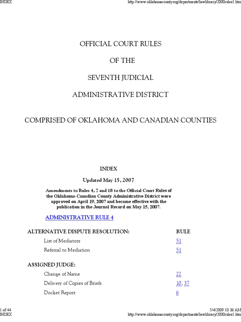 Canadian County Court Rules Overview | PDF | Deposition (Law) | Lawsuit