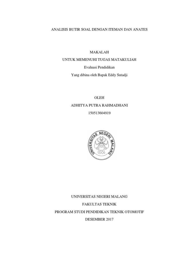 Analisis Butir Soal dengan ITEMAN | PDF