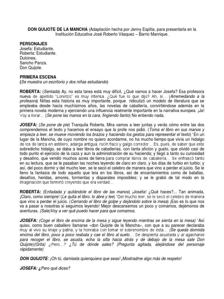 Obra Teatral Don Quijote de La Mancha. Adaptación | PDF | Don Quijote