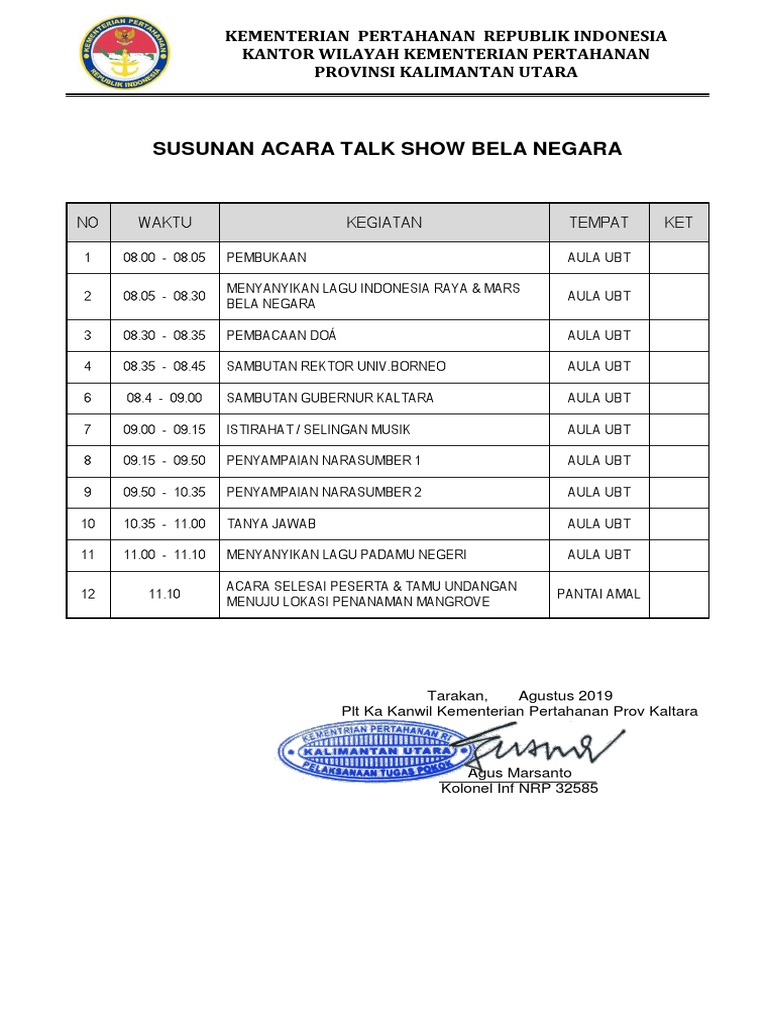 Susunan Acara Talkshow 2019 | PDF