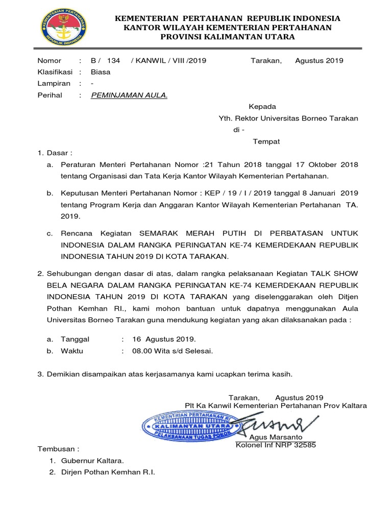 Surat Peminjaman Gedung | PDF