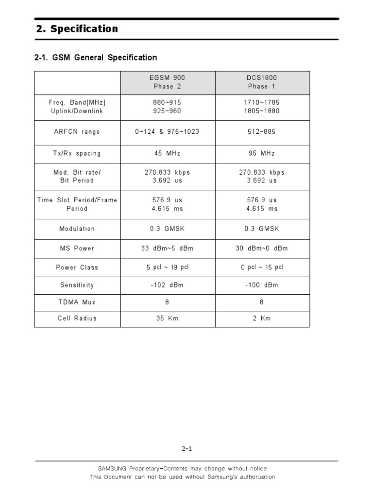 2-1. GSM General Specification | PDF | Telecommunications | Mobile ...