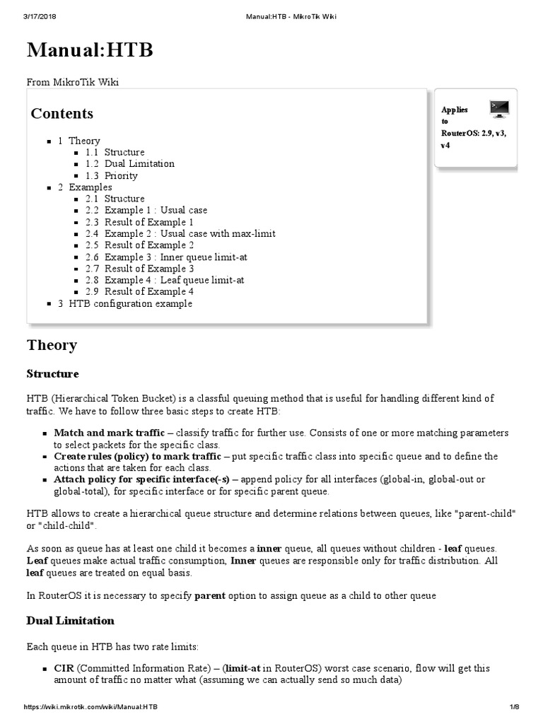 Manual - HTB - MikroTik Wiki | PDF | Firewall (Computing) | Queue ...