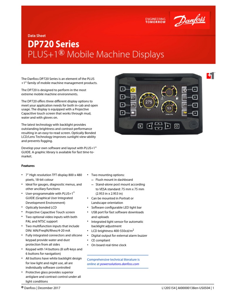 DP720 Series: PLUS+1 Mobile Machine Displays | PDF | Computer Monitor ...