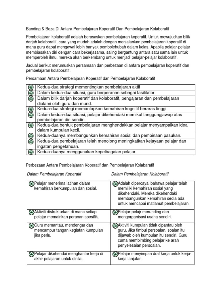 Perbezaan Koperatif Dan Kolaboratif | PDF