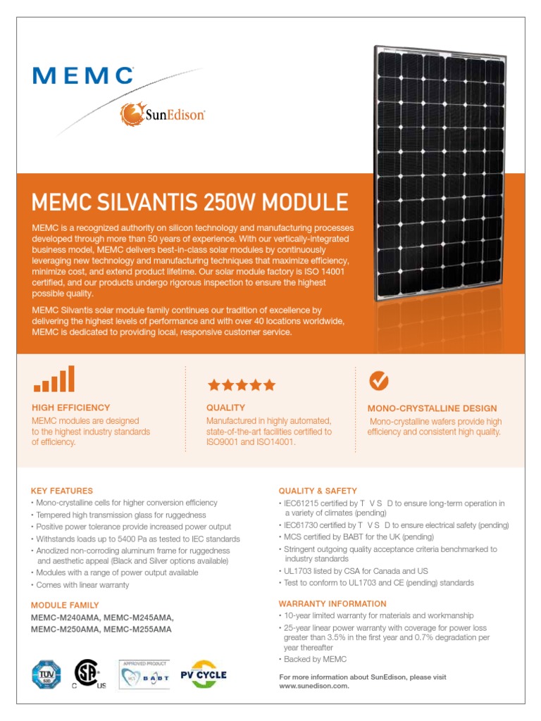 2012 250W AMA Data Sheet 2.2014 PDF | Download Free PDF | Solar Panel ...