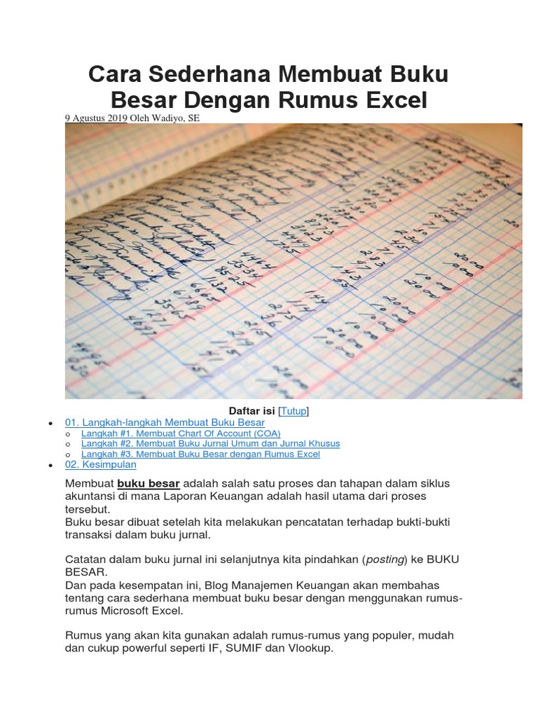 Membuat Buku Besar Dengan Excel | PDF