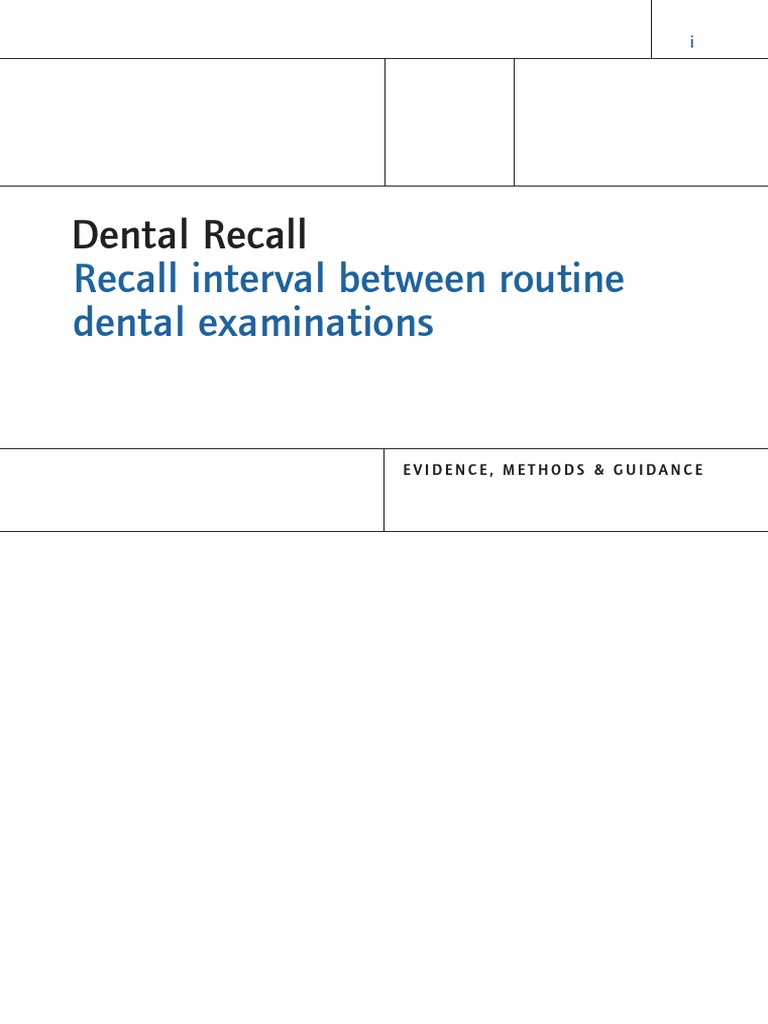 CG19 Dental Recall - Full Guideline M | PDF | Evidence Based Medicine ...