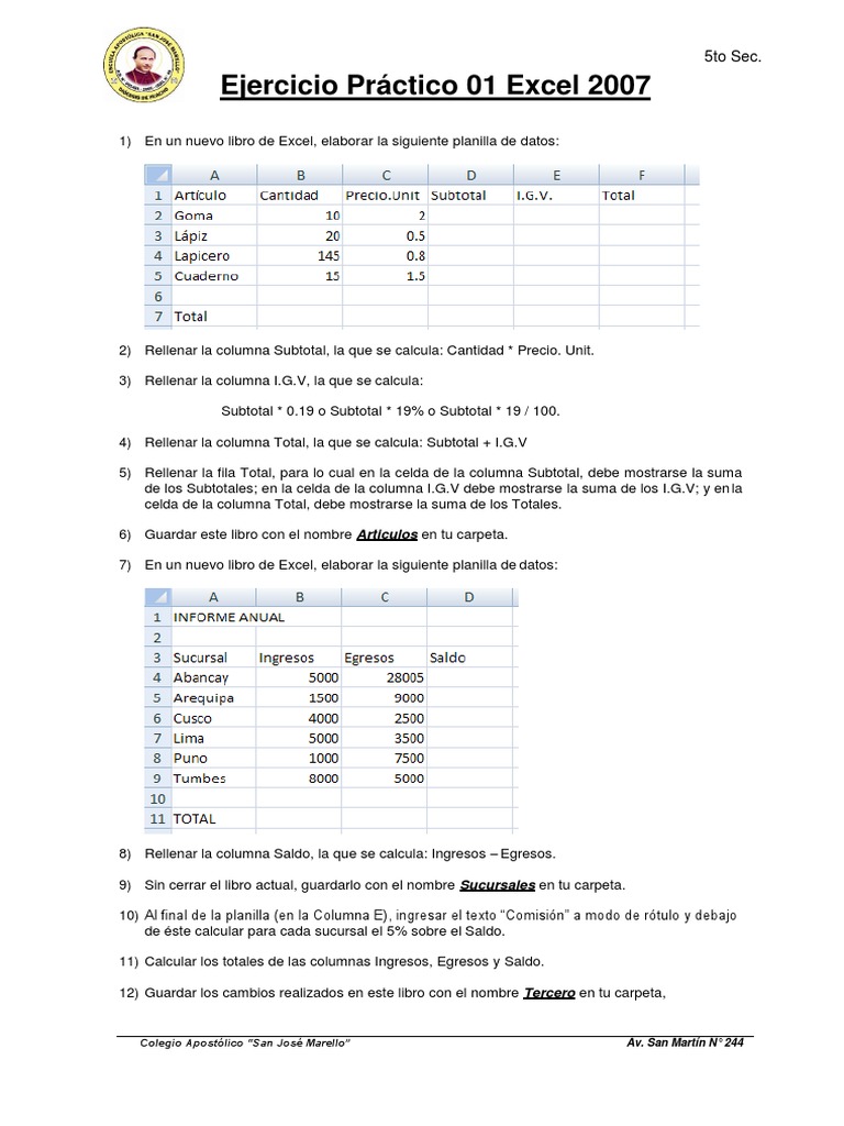 Ejercicio Practico Excel | PDF | Microsoft Excel | Informática