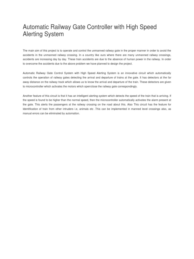Automatic Railway Gate Control | PDF | Rail Transport | Sensor
