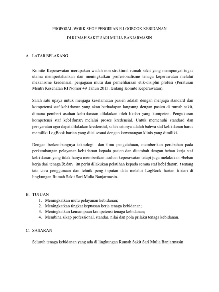 Proposal Work Shop e Logbook Bidan | PDF