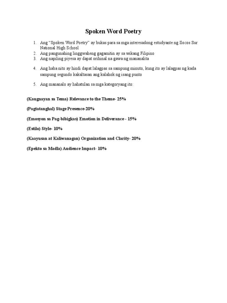 Spoken Word Poetry | PDF | Performing Arts