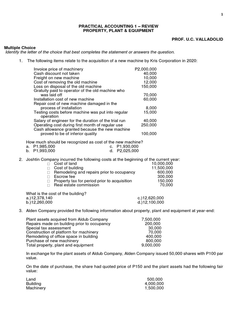 PRACTICAL ACCOUNTING 1 (PPE) | Depreciation | Book Value