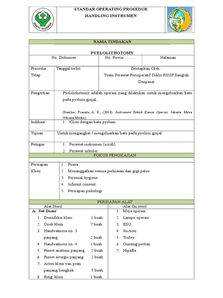 Prosedur Pyelolithotomy di RSUP Sanglah | PDF