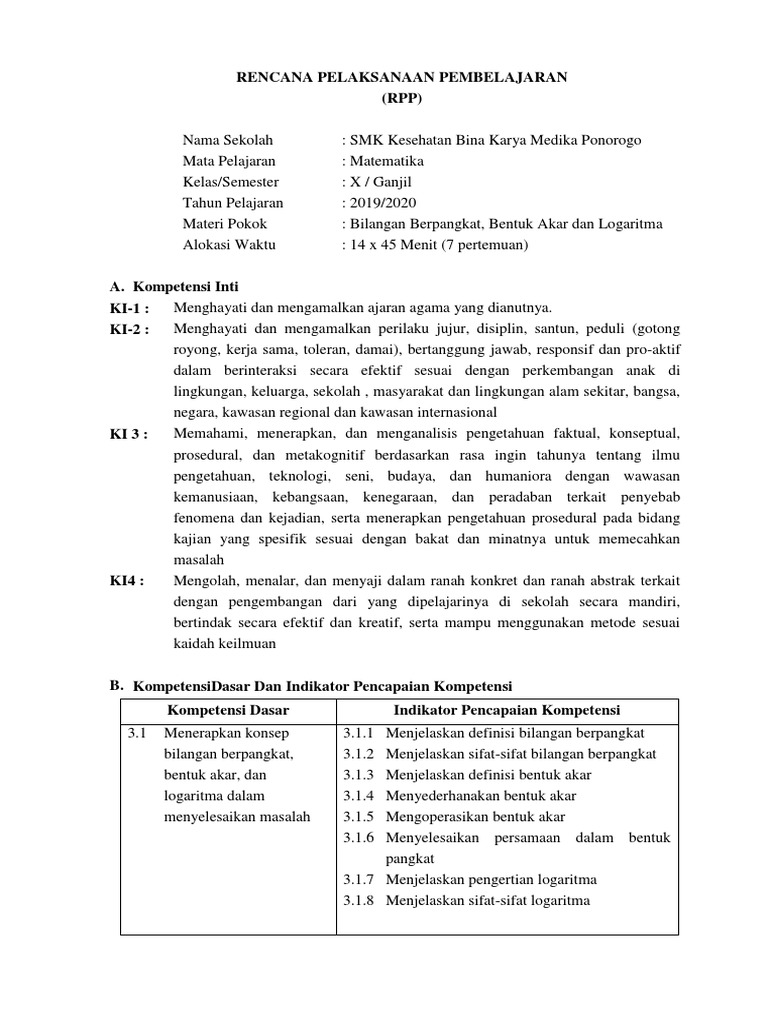 KD 3.1 Bilangan Berpangkat | PDF | Metode & Bahan Ajar