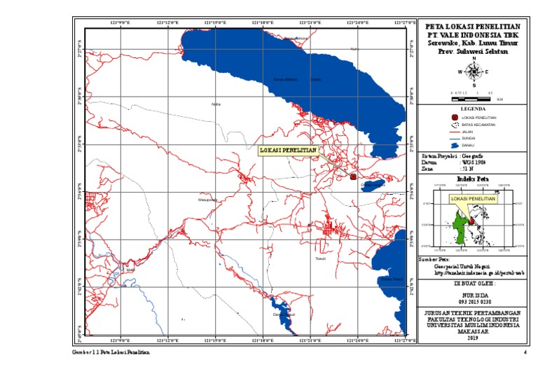 Peta Lokasi Penelitian Pt. Vale Indonesia TBK Sorowako, Kab. Luwu Timur ...