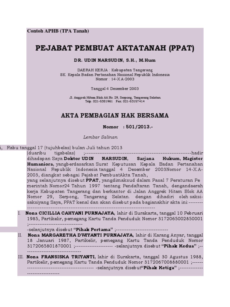 Contoh APHB | PDF