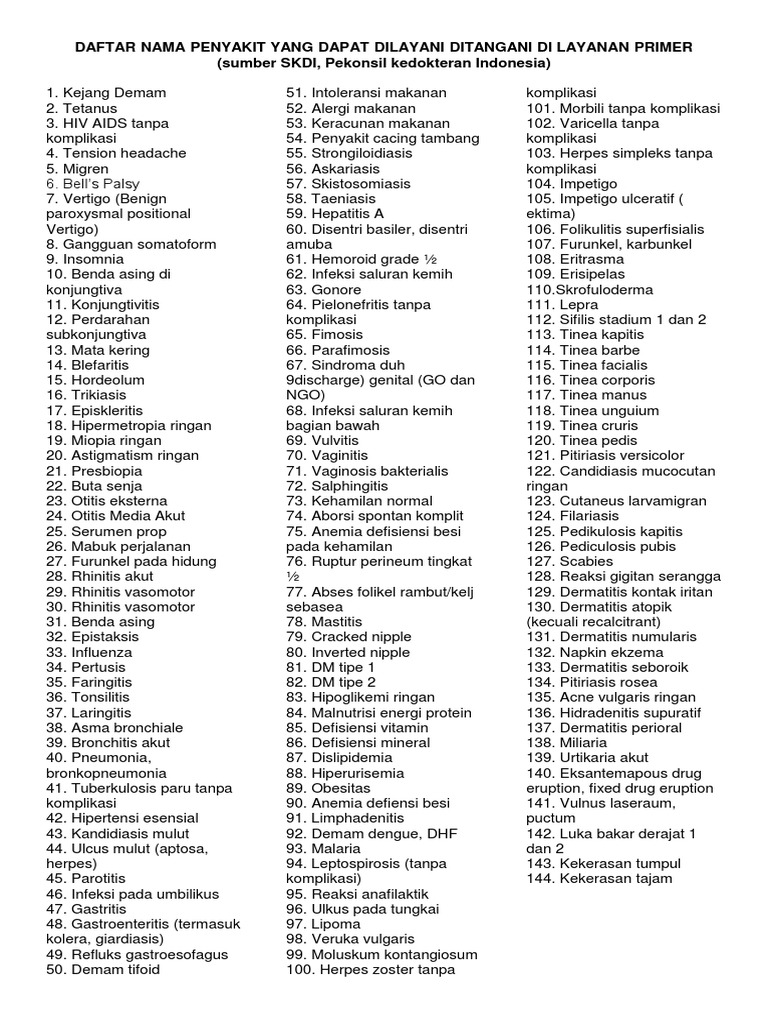 144 Diagnosis Non Spesialistik | PDF