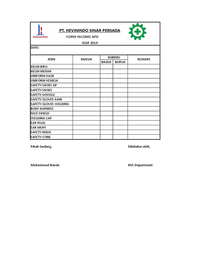 Form Apd Masuk | PDF