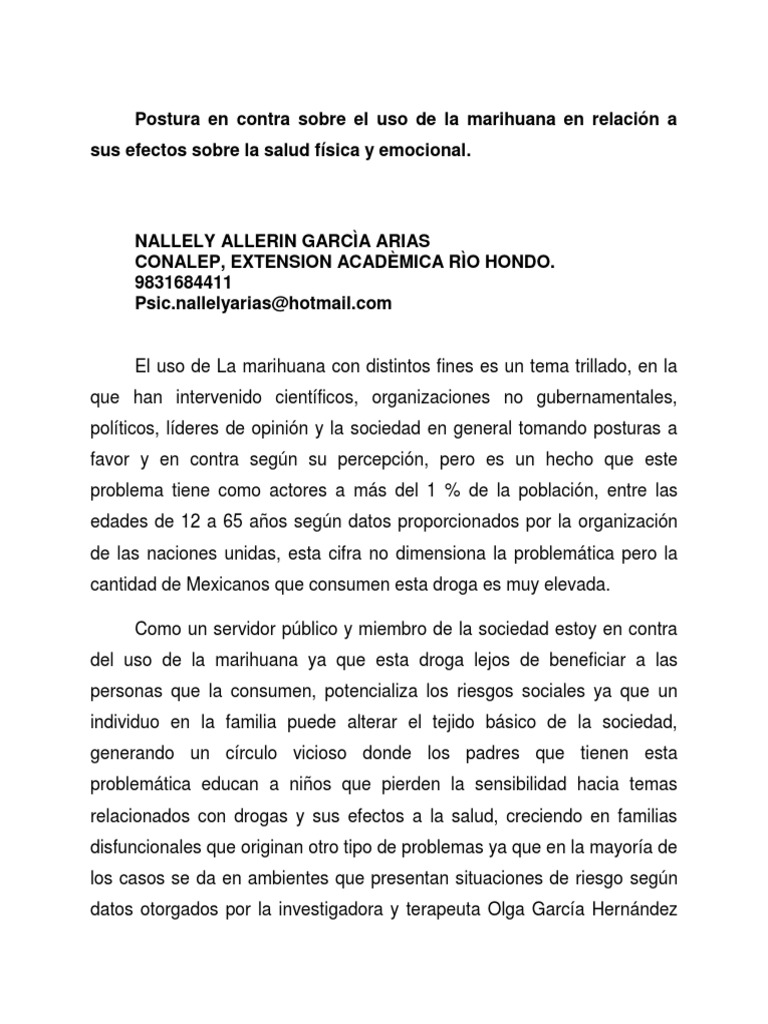 Efectos Negativos De La Marihuana En Salud Pdf Cannabis Droga