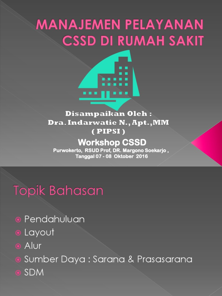 Manajemen Pelayanan CSSD | PDF