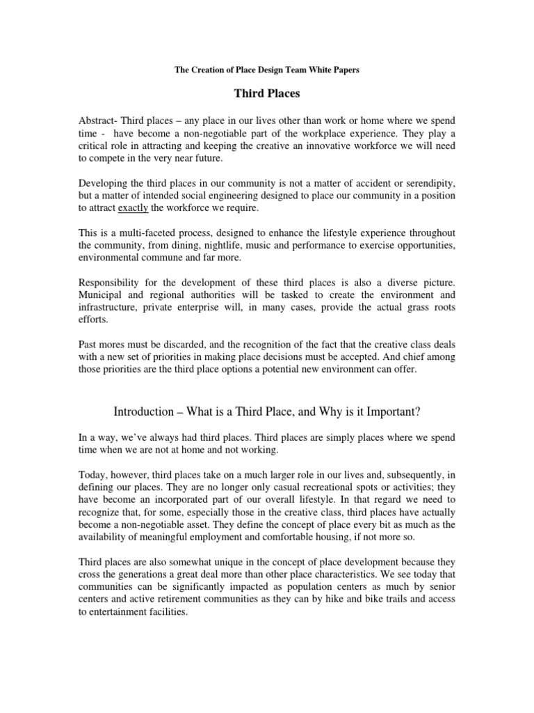 Third Places Introduction What Is A Third Place And Why Is It