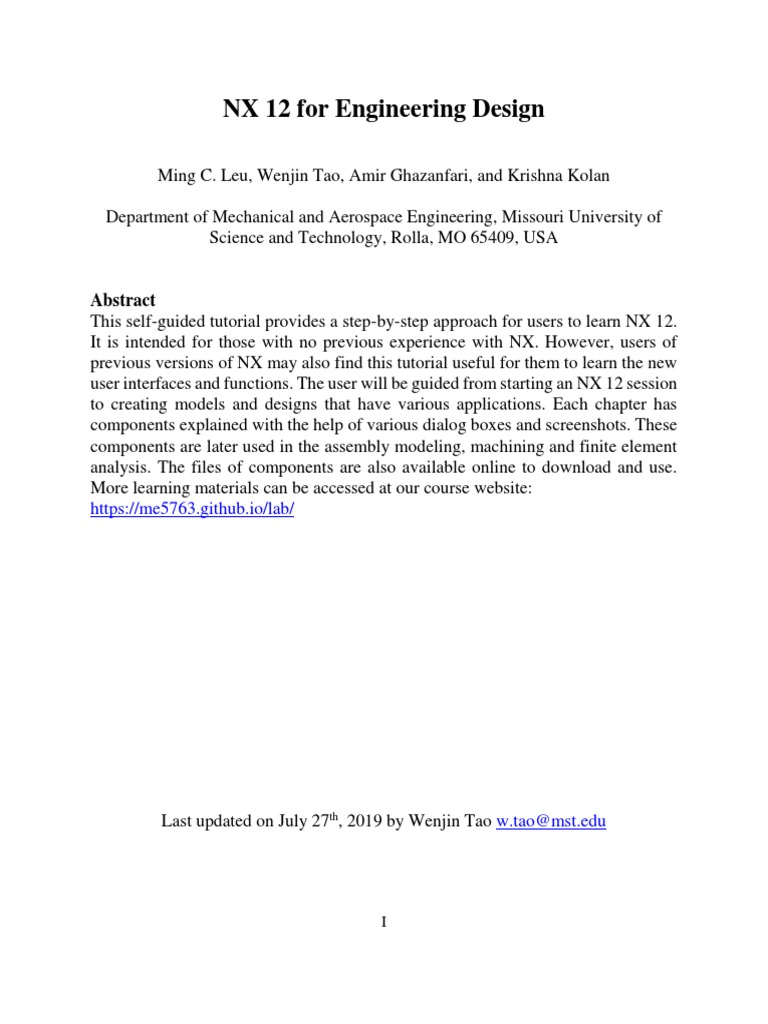 NX 12 For Engineering Design PDF | Download Free PDF | Computer Aided Design | Button (Computing)