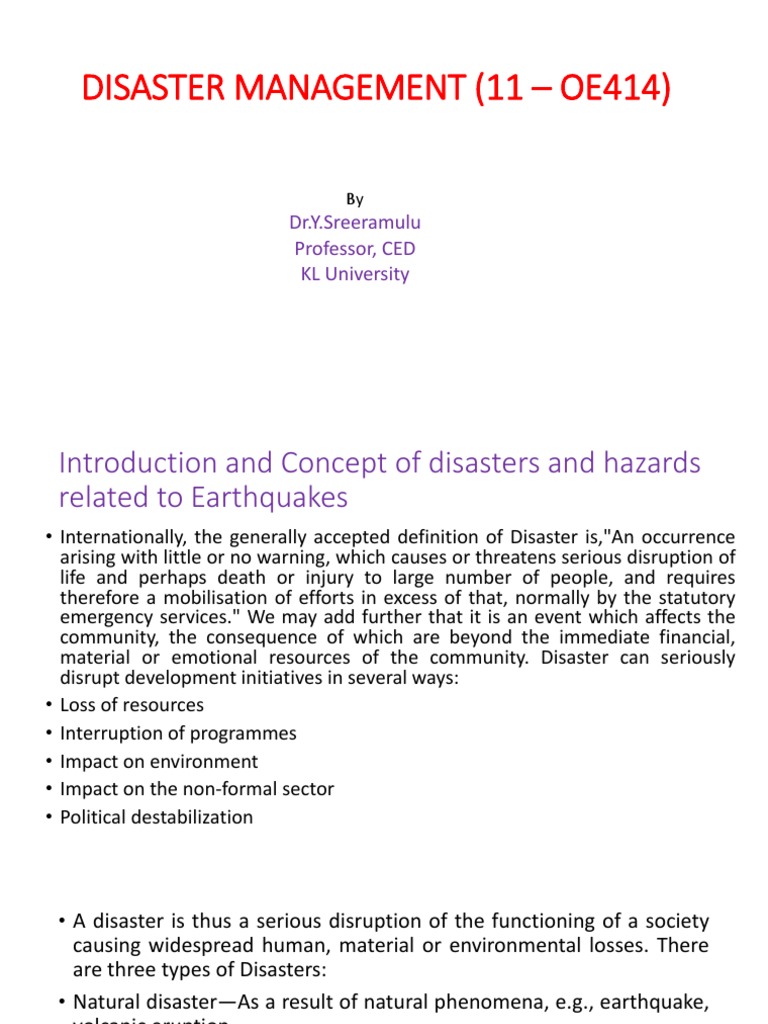 Final PPT On Disaster Management | PDF | Tsunami | Volcano