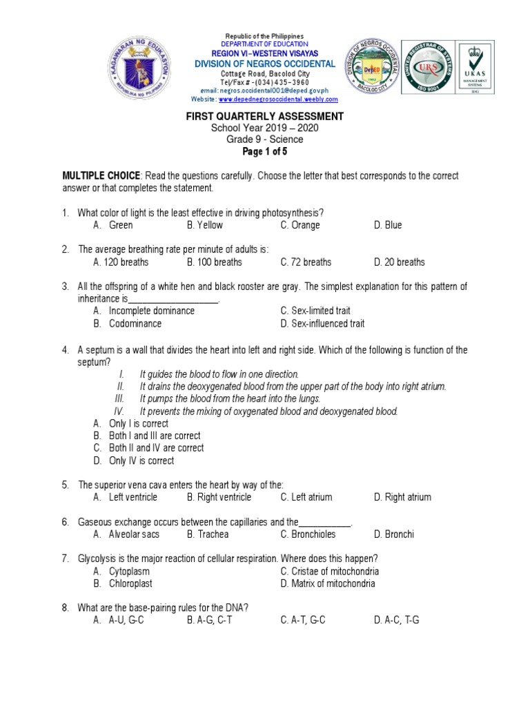 Updated Grade 9 Science First Grading | PDF | Atrium (Heart) | Heart