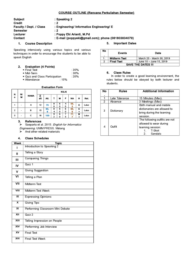 RPS (Rencana Perkuliahan Semester) - Course Outline - Informatics ...
