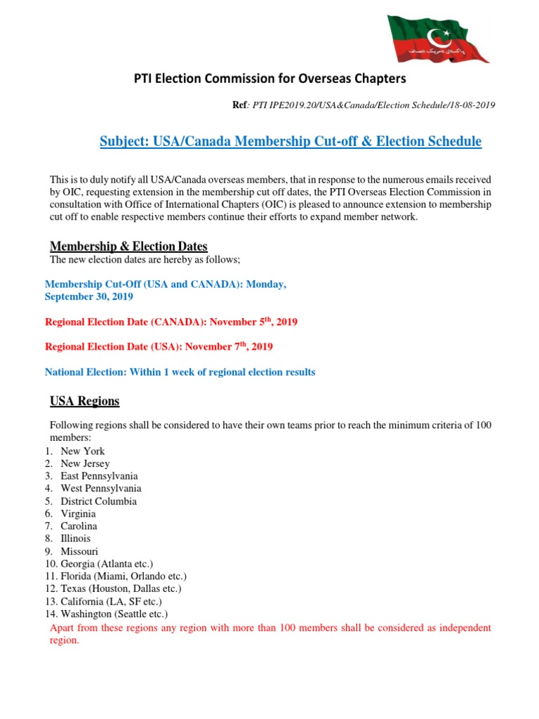 IPE 2019 - USA Canada Final Membership Cut-Off & Election Schedule ...