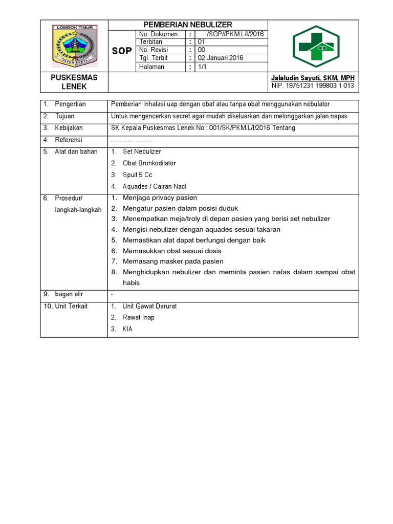 Sop Nebulizer | PDF