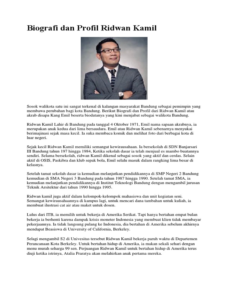 Biografi Dan Profil Ridwan Kamil-1 | PDF